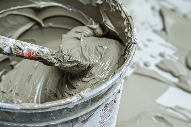 Mixing Tile Adhesive in a Bucket. Generative Ai Stock Illustration ...