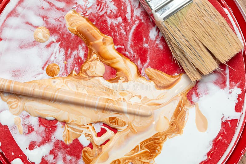 Mixing Water Dispersion Paint of Different Colors. Stock Photo - Image ...