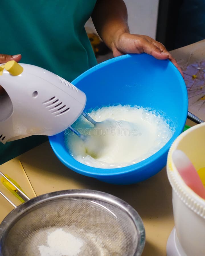 Mixing White Egg Using Mixer Machine , Process of Making a Cake ...