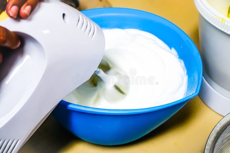 Mixing White Egg Using Mixer Machine , Process of Making a Cake ...