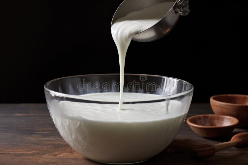 Mixing Yogurt Starter into Warm Milk Stock Image - Image of culture ...