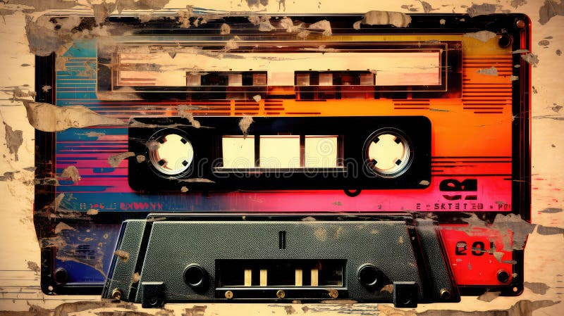 Mixtape 80s texture stock illustration. Illustration of walkman - 372385181