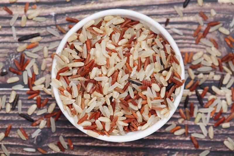 A Mixture of Brown, White, and Red Indica Rice Stock Image - Image of ...