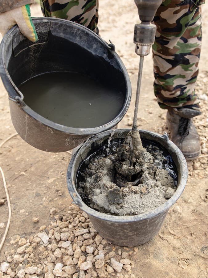 Mixture of Concrete in a Bucket at a Construction Site Stock Photo ...