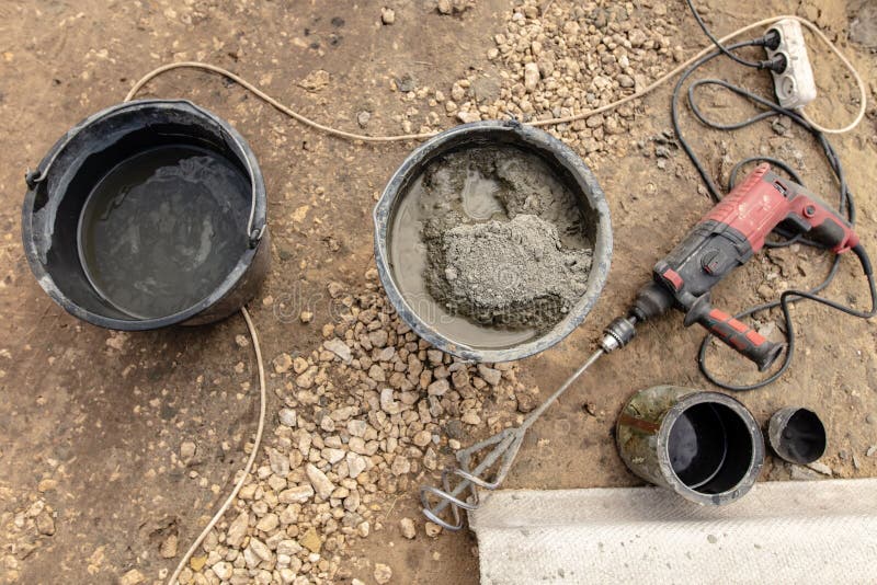Mixture of Concrete in a Bucket at a Construction Site Stock Image ...