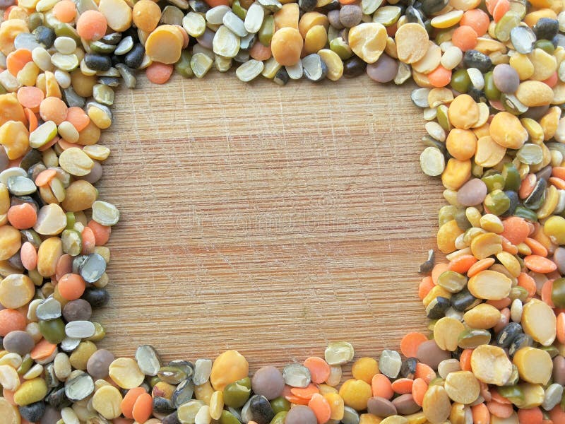 Mixture of Lentils Frame on Wooden Background Stock Photo - Image of ...