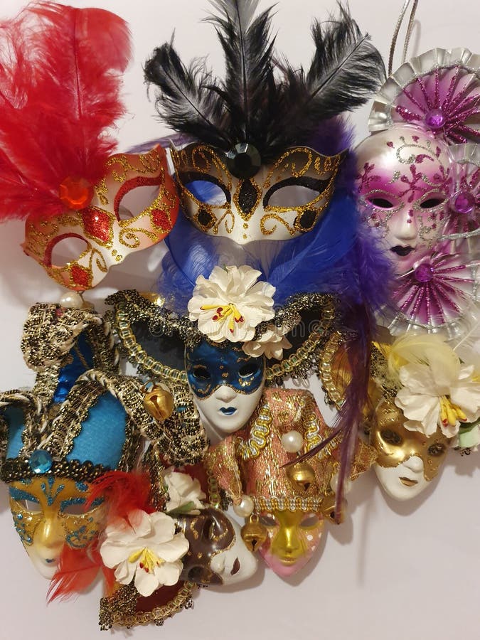 Mixture of Masquerade Masks Stock Photo - Image of person, plant: 179844040