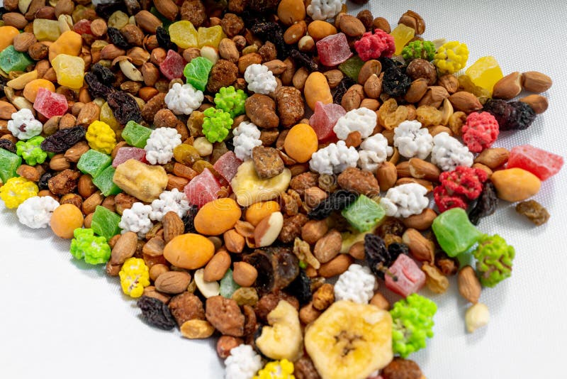 Mixture of Nuts and Dried Fruit Stock Image - Image of edible, snack ...
