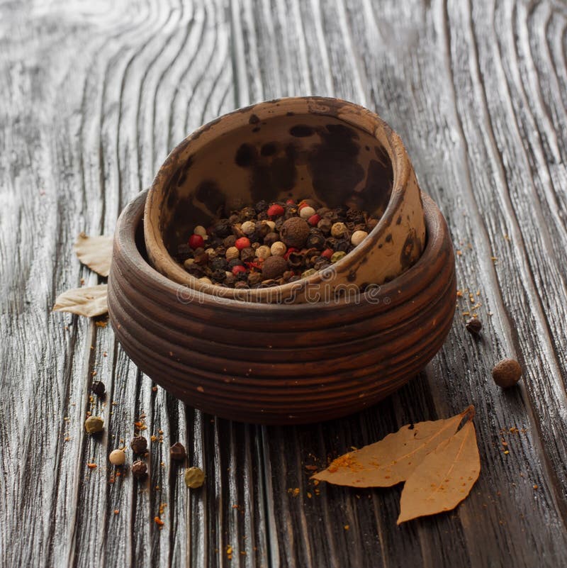 Mixture Peppers Salt Clay Pots Stock Photos - Free & Royalty-Free Stock ...
