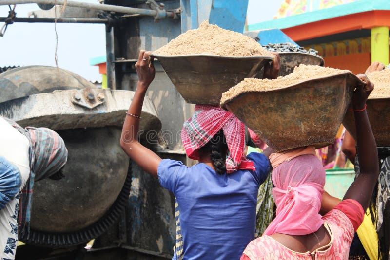 Mixture Unloading and Labour Waiting with Sand Stock Image - Image of ...