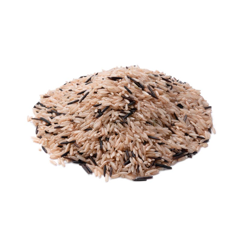 A Mixture of Wild and Brown Rice. White Background. Isolated Stock ...