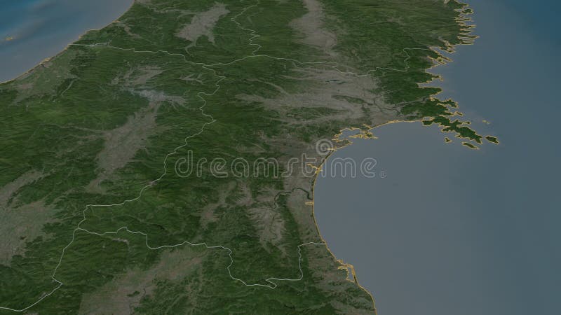 Miyagi Extruded. Japan. Stereographic Satellite Map Stock Footage ...