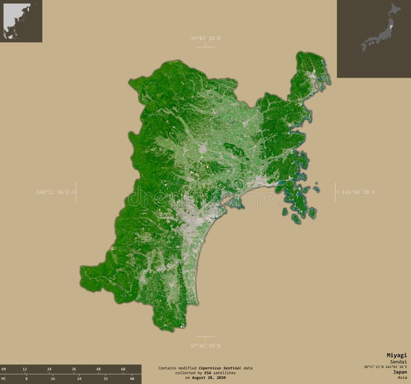 Satellite Map of Sendai, it is the Capital City of Miyagi Prefecture ...
