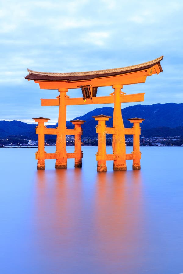 Miyajima, the Famous Floating Torii Gate at Night Stock Photo - Image ...
