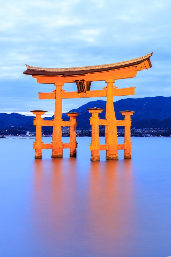 Miyajima, the Famous Floating Torii Gate at Night Stock Image - Image ...