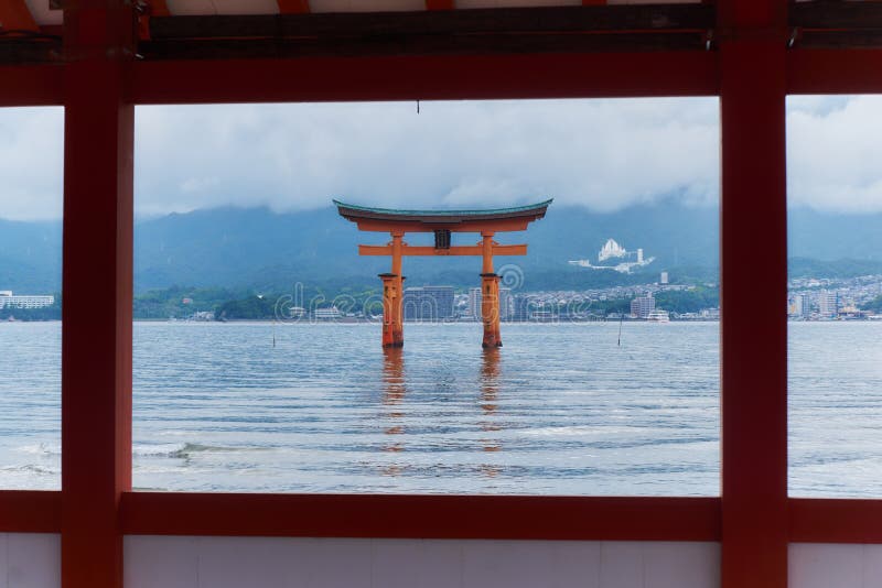 Miyajima Temple Torii Gate, Hiroshima Stock Photo - Image of side ...