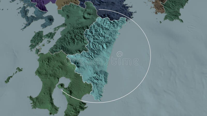 Miyazaki, Japan - Highlighted. Administrative Stock Illustration ...