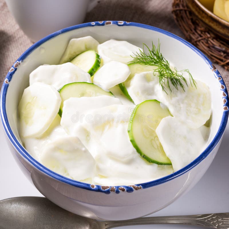 Mizeria is a Polish Cucumber Salad Stock Image - Image of dill ...