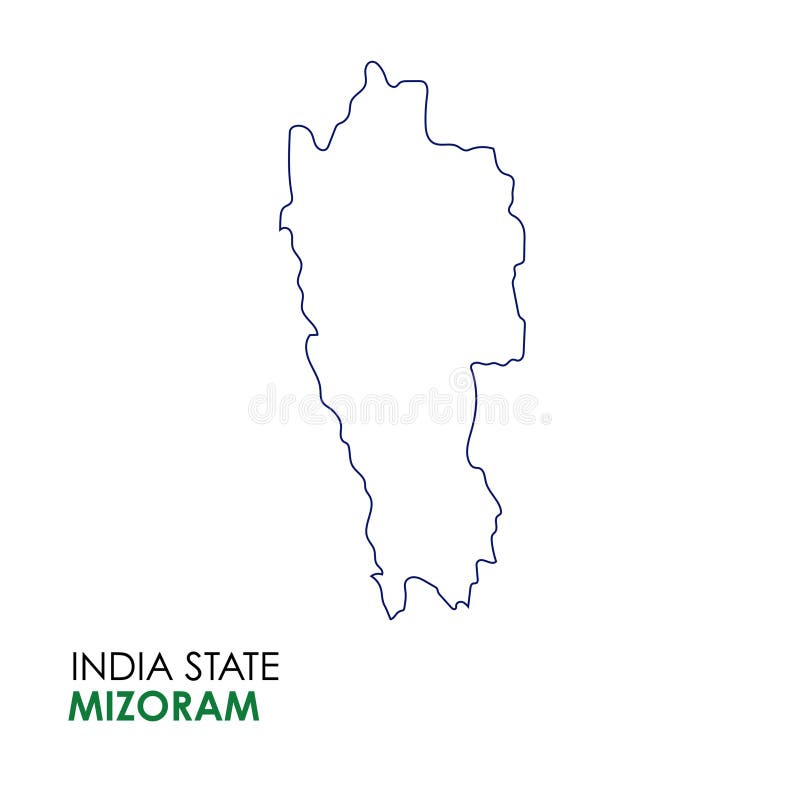 Mizoram Map of Indian State. Mizoram Map Vector Illustration Stock ...