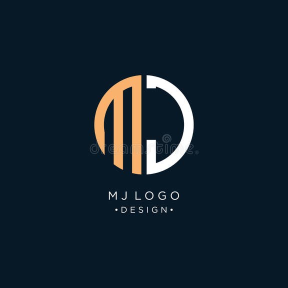 MJ Circle Initials Letter Logo Design with Sans Serif Font Vector ...