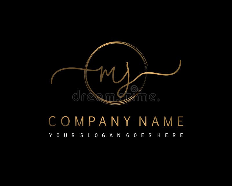 MJ Initial Handwriting Logo Circle Hand Drawn Template Vector Stock ...