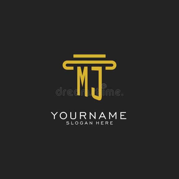 MJ Initial Logo with Simple Pillar Style Design Stock Illustration ...