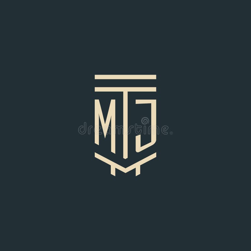 MJ Initial Monogram with Simple Line Art Pillar Logo Designs Stock ...