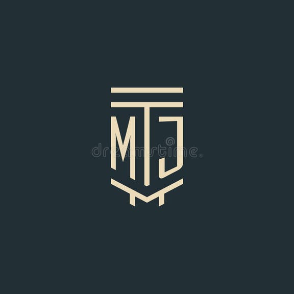 MJ Initial Monogram with Simple Line Art Pillar Logo Designs Stock ...