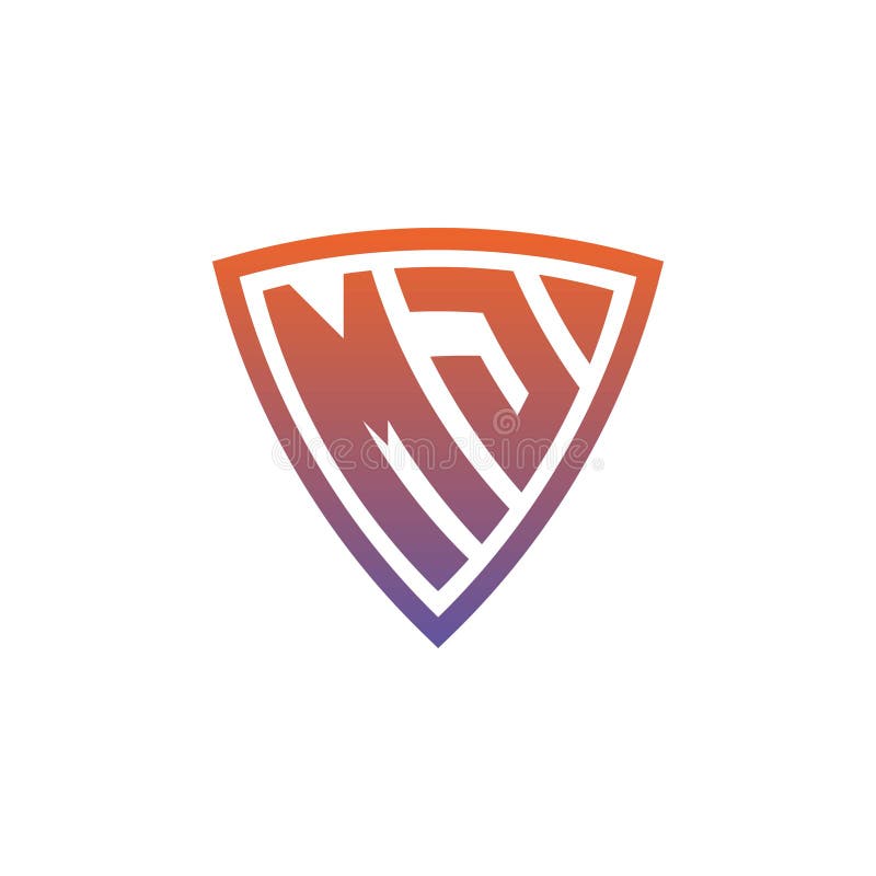 MJ Logo Shield Monogram Gradient Style Design Stock Vector ...