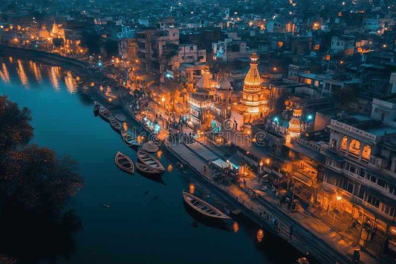 Aerial View of Ahmedabad at Night Stock Image - Image of urban, ghats ...