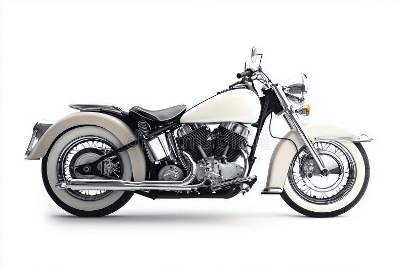Isolated Classic Cream Vintage Cruiser Motorcycle – Timeless American ...