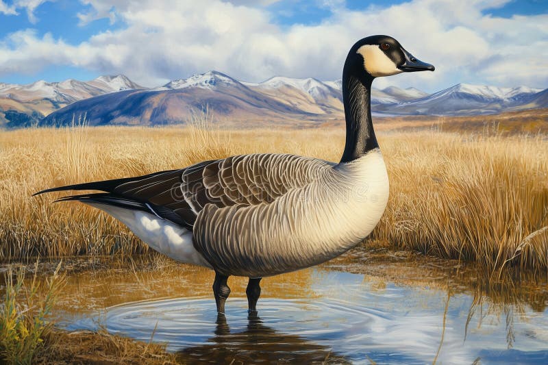 Majestic Goose in a Mountainous Wetland Stock Image - Image of beauty ...