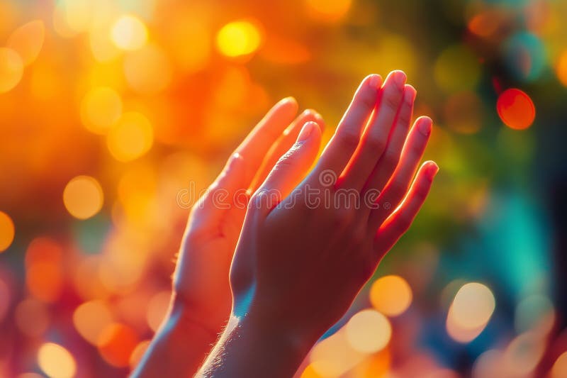 Hands Clapping Joyfully Amidst a Vibrant, Bokeh-Filled Background ...