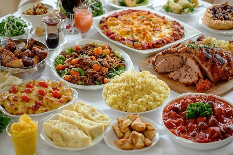 Abundant Buffet Display with Diverse Dishes, Emphasizing Variety and ...