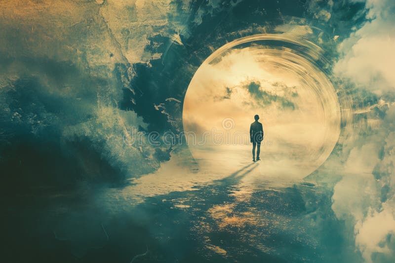 Conceptual Image of a Figure Entering a Portal or Gateway, Emphasizing ...