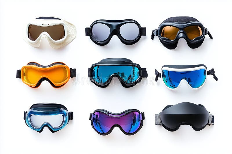 Collection of Various Goggles, Emphasizing Variety and Protection Stock ...
