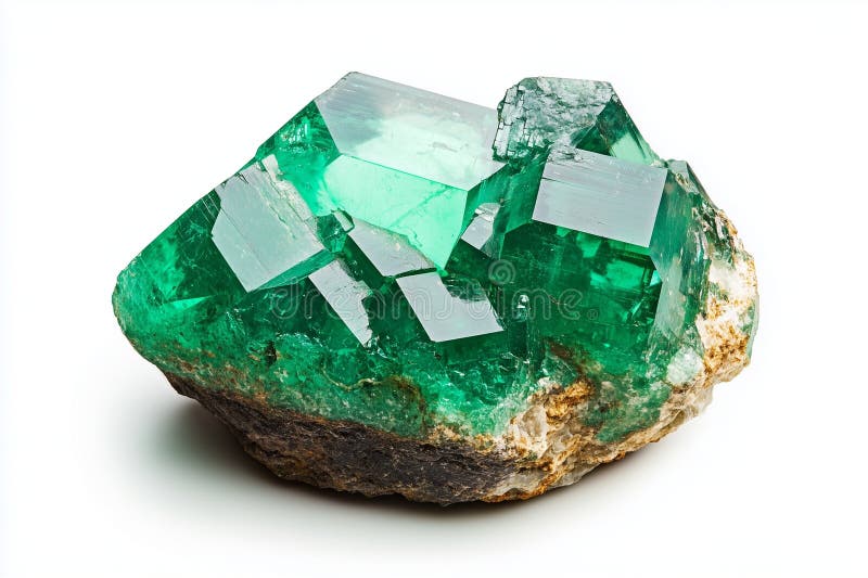 Isolated Raw Emerald Gemstone on Matrix, Emphasizing Natural Beauty and ...