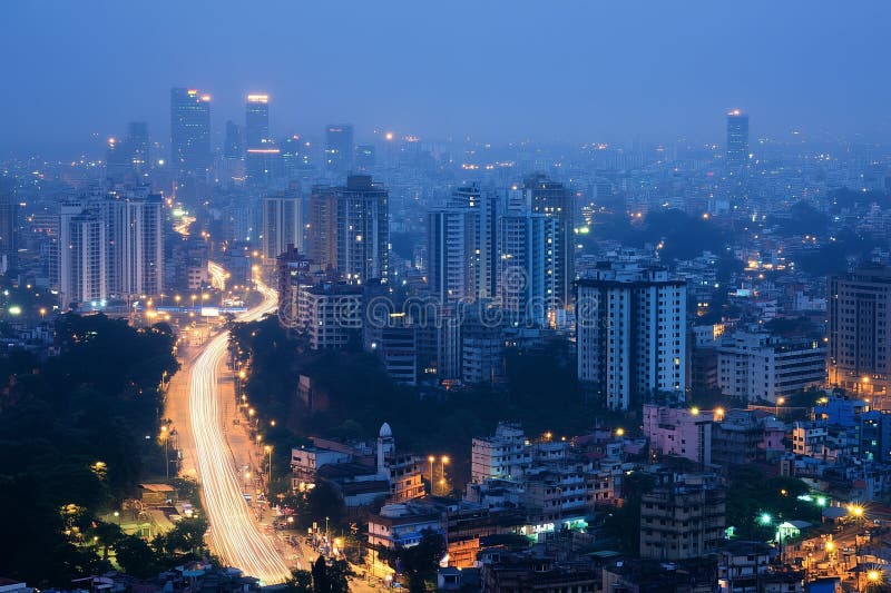 Nighttime Aerial View of Bengaluru Highlighting City Lights and Urban ...