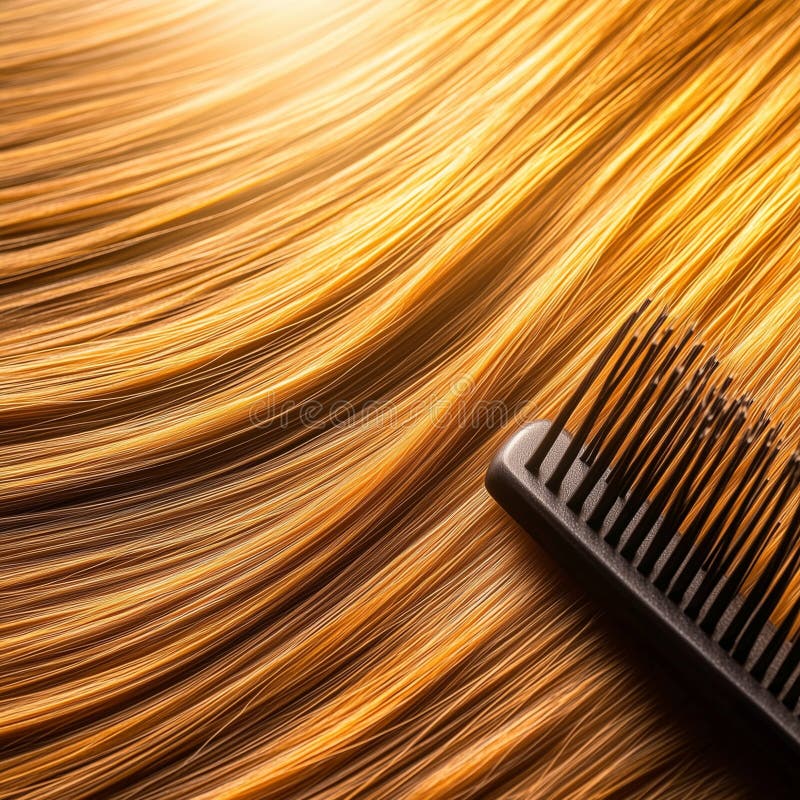 Close-up of a Comb in Golden Brown Hair Stock Illustration ...