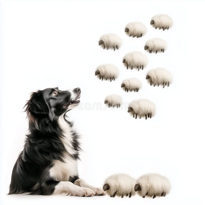 Daydreaming Herder: Border Collie Imagining Sheep Stock Illustration ...