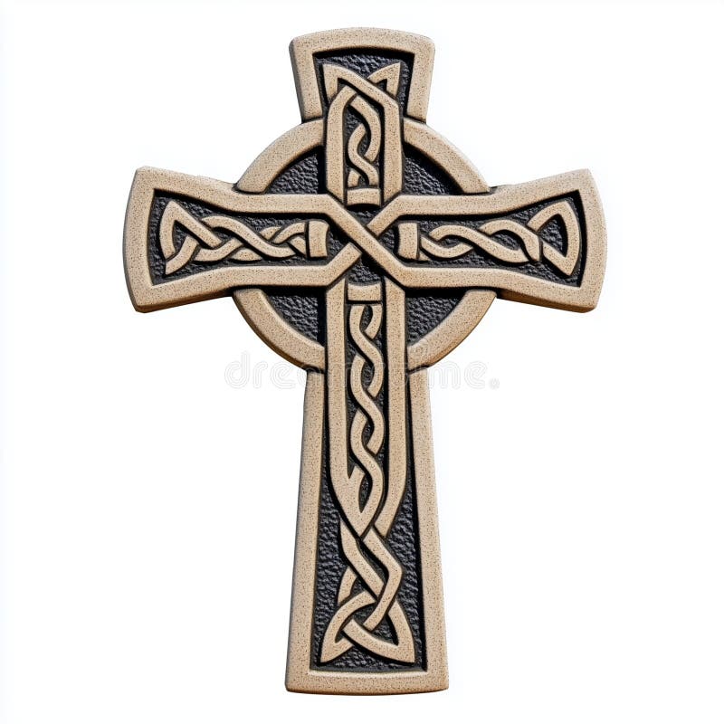 Detailed Light Brown Celtic Cross with Intricate Knotwork Stock ...