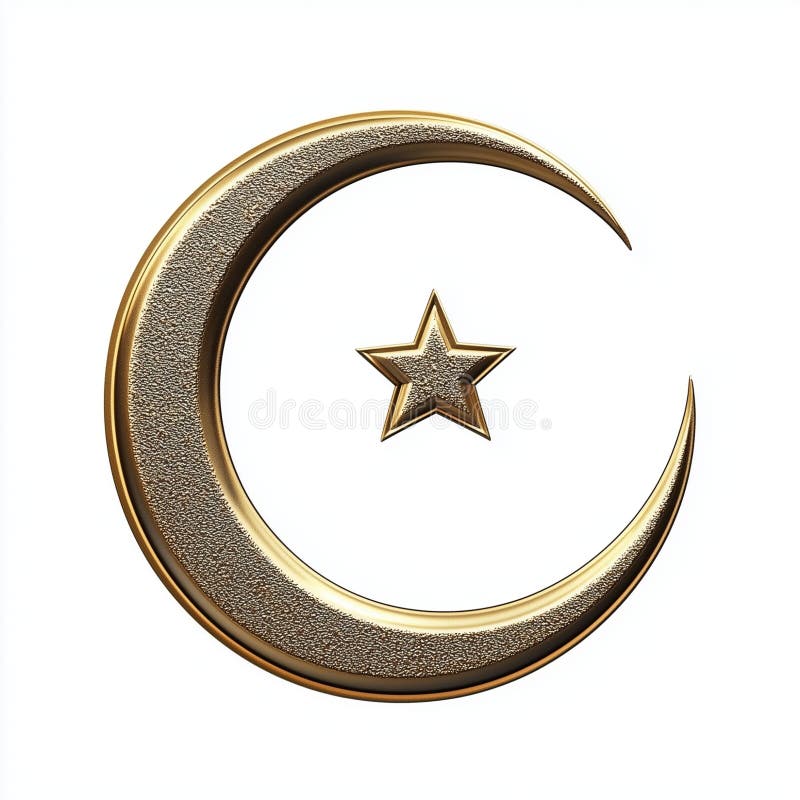 Golden Crescent Moon with Hanging Star and Intricate Islamic ...