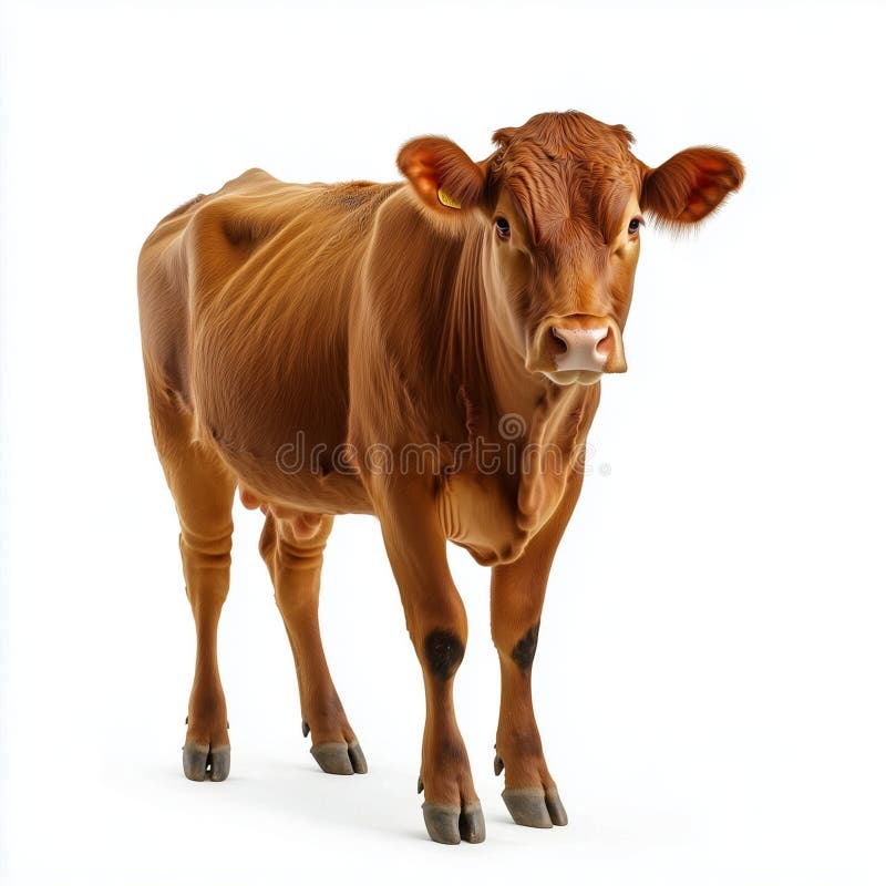 Red Angus Cow Standing on White Background – High-Quality Livestock ...