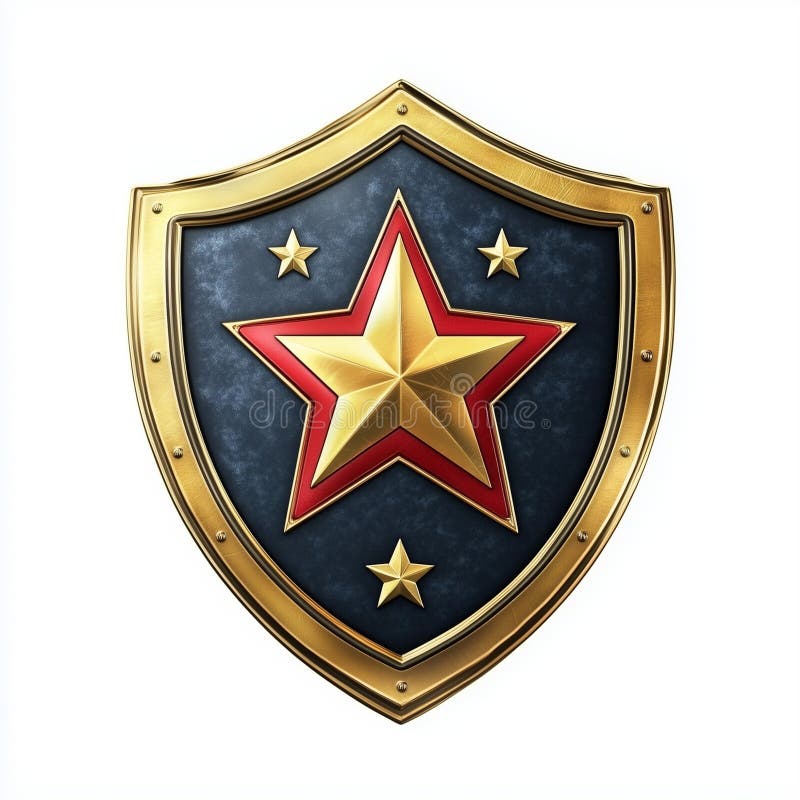 Gold Star Military Shield Badge with Elegant Metallic Accents Stock ...