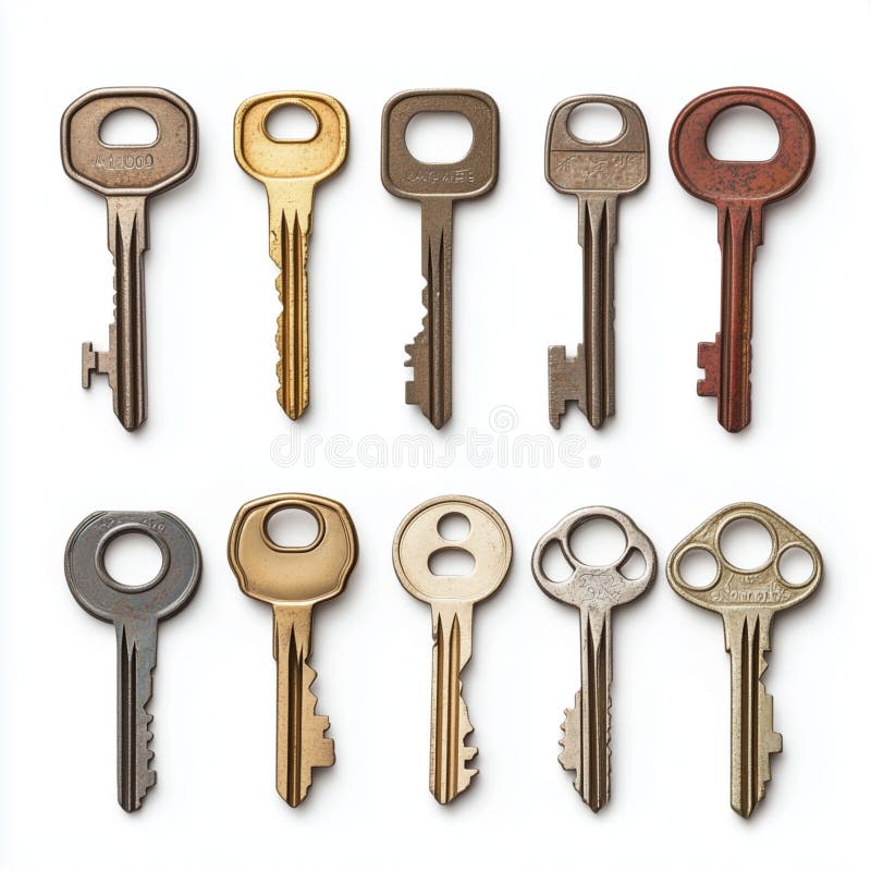 Assorted Vintage and Modern Keys Isolated on White Background Stock ...