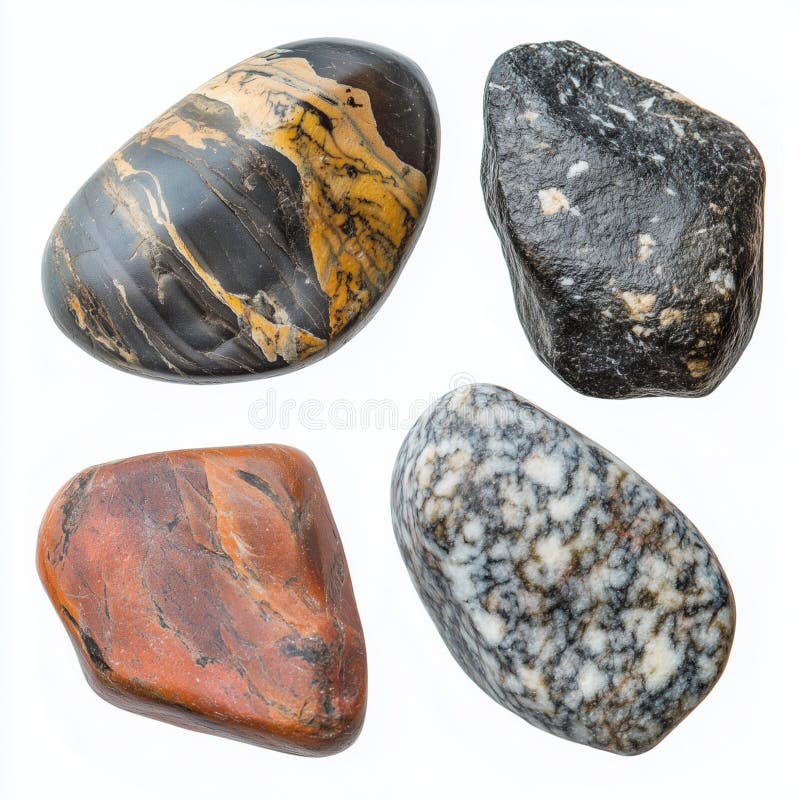 Four Varied Polished Stones Stock Illustration - Illustration of rocks ...