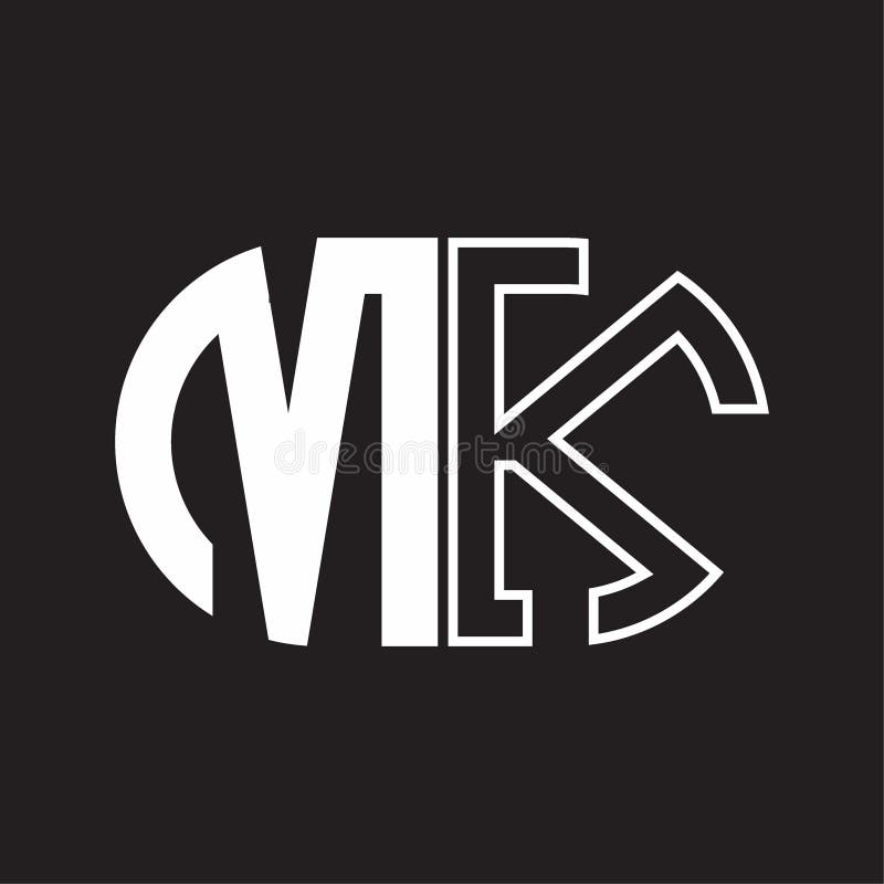 MK Letter Logo Monogram with Oval Shape Negative Space Design Template ...