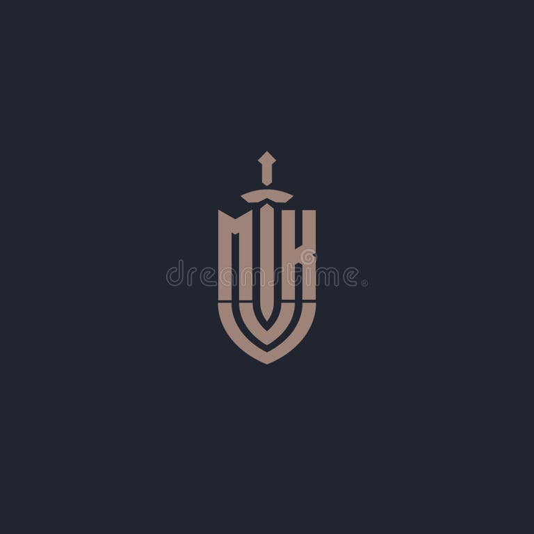 MK Logo Monogram with Sword and Shield Style Design Template Stock ...