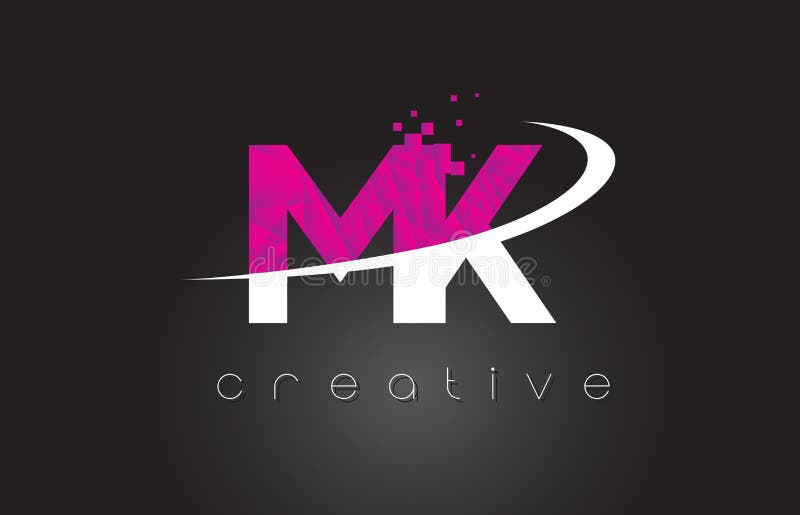 MK M K Creative Letters Design with White Pink Colors Stock Vector ...