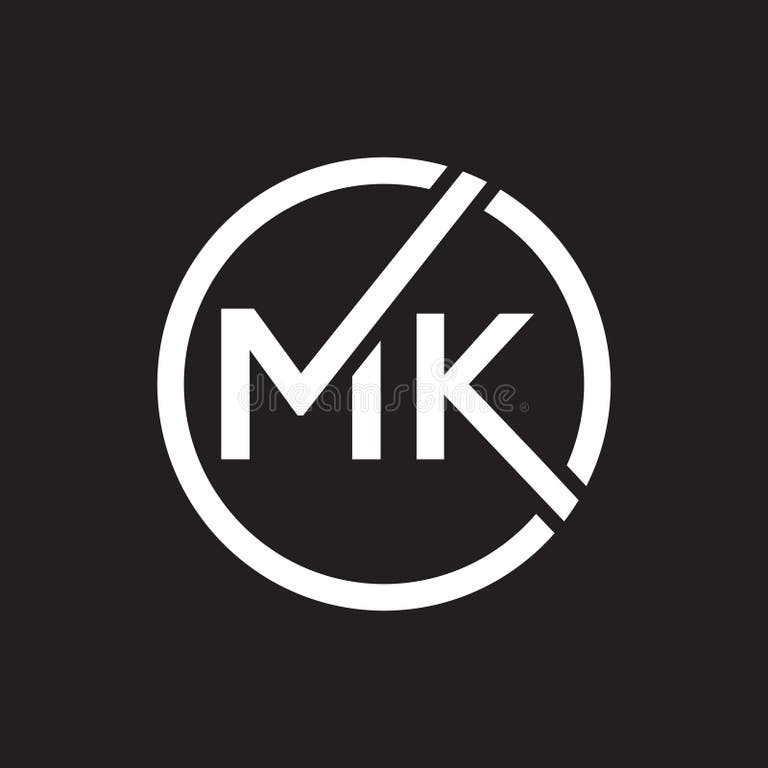 Mk字母徽标设计黑背景mk创意首字母徽标概念mk字母设计 向量例证 - 插画: 220815953